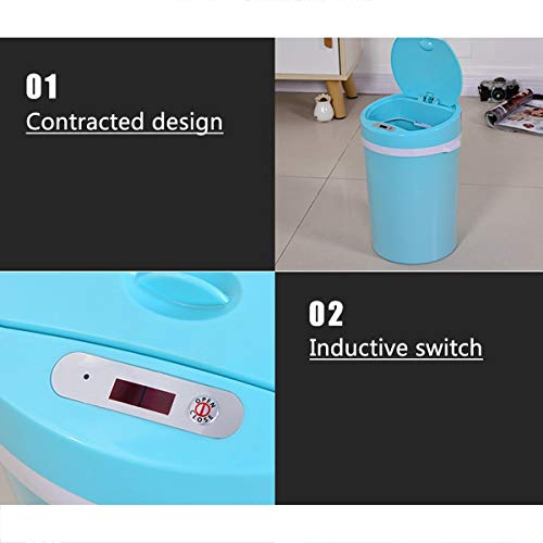 CZDYUF 16L Automatic Intelligent Sensor Smart Trash Can Intelligent Waste Bin Sensor Dustbin Plastic Household Dry and Wet Trash Bin ( Color : E )