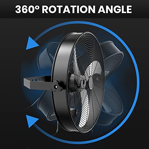 InfiniPower 18 Inch High Velocity Wall Mount Fan with Rack, 3 Speed Industrial/Commercial Metal Ventilation Fan