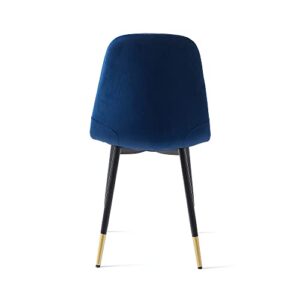 HomSof Set of 4 Velvet Tufted Accent Gold Metal Legs, Modern Dining Chairs Living Room, C Blue