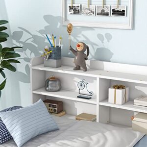 HomSof Twin Bed with Side Bookcase, Drawers,White