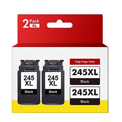 245XL Multi Pack Black Ink Cartridges Replacement for Canon 245XL 245 XL PG-245 243XL Compatible with Canon PIXMA MX492 MX490 MG2920 MG2922 MG2420 IP2820 Printer (2 Black)