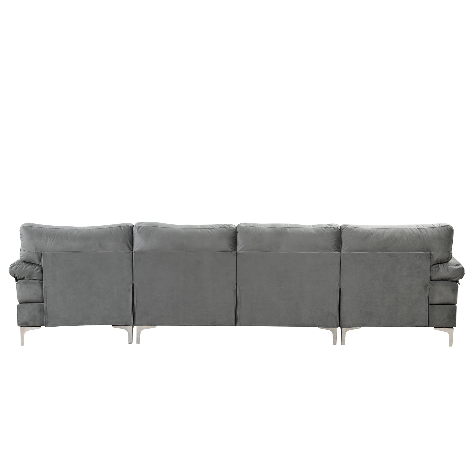 Casa Andrea Milano Modern Large Velvet Fabric U-Shape Sectional Sofa, Double Extra Wide Chaise Lounge Couch