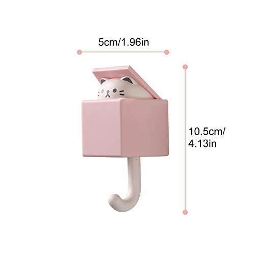 Asodomo 4 Pack Creative Cute Pet Hooks Adhesive Coat Hooks Utility Wall Hooks Decorative Cat Key Holder for Hanging Hat Towel Backpacks Key Scarf Bags