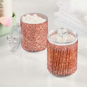 Nander 2Pack Qtip Holder Dispenser -Glittering Rose Gold Clear Plastic Apothecary Jars Set - Restroom Bathroom Makeup Organizers Containers for Cotton Swab, Ball, Pads, Floss