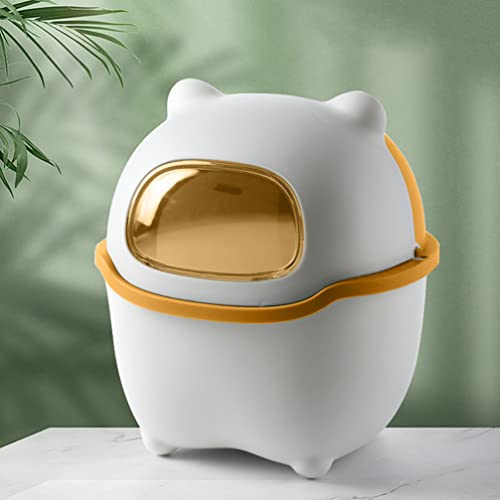 Hemoton Mini Desktop Trash Can Basket with Lid Countertop Mini Garbage Cans Small Waste Bin Container Cartoon Animal Countertop Organizer for Vanity Tabletop Coffee Table Yellow