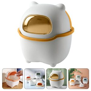 Hemoton Mini Desktop Trash Can Basket with Lid Countertop Mini Garbage Cans Small Waste Bin Container Cartoon Animal Countertop Organizer for Vanity Tabletop Coffee Table Yellow