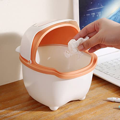 Hemoton Plastic Bins Plastic Bins Desk Trash Can Bear Shape Trash Can Wastebasket Desktop Trash Can with Lid Garbage Container Bin for Bathroom Kitchen Office Dorm Portable Desk Portable Desk