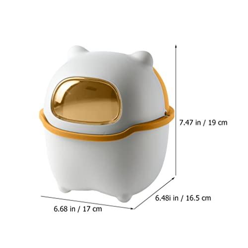 Hemoton Plastic Bins Plastic Bins Desk Trash Can Bear Shape Trash Can Wastebasket Desktop Trash Can with Lid Garbage Container Bin for Bathroom Kitchen Office Dorm Portable Desk Portable Desk