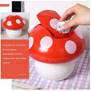 Hemoton Mushroom Trash Can Mini Wastebasket Garbage Bin Countertop Garbage Can with Lid Tiny Desktop Waste Garbage Bin for Home Office Kitchen