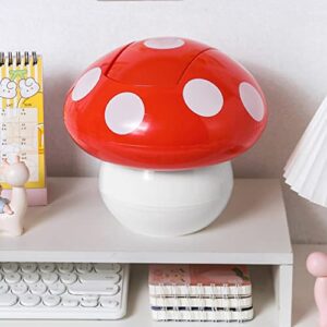 Hemoton Mushroom Trash Can Mini Wastebasket Garbage Bin Countertop Garbage Can with Lid Tiny Desktop Waste Garbage Bin for Home Office Kitchen