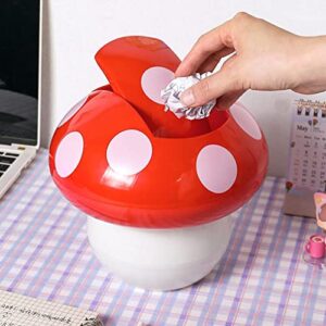 Hemoton Mushroom Trash Can Mini Wastebasket Garbage Bin Countertop Garbage Can with Lid Tiny Desktop Waste Garbage Bin for Home Office Kitchen