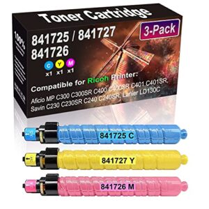 kolasels 3-pack (c+y+m) compatible aficio mp c300 mp c400 mp c400sr mp c300sr toner cartridge replacement for ricoh 841725 841727 841726 printer toner cartridge (high capacity)