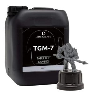 ameralabs tgm-7 3d printer resin for tabletop miniatures – tough, high resolution, low odor, fast curing 3d printing liquid for 4k/8k/12k lcd/dlp/sla uv resin 3d printers, 5l (grey)