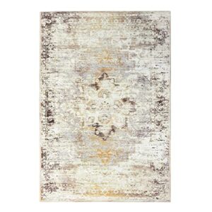 SUPERIOR Washable Indoor Runner Rug, Unique Home Floor Throw for Living Space, Dining Room, Office, Bedroom, Hallway, Entryway, Rustic Distressed Geometric Decor, Dove Collection, 6' x 9'