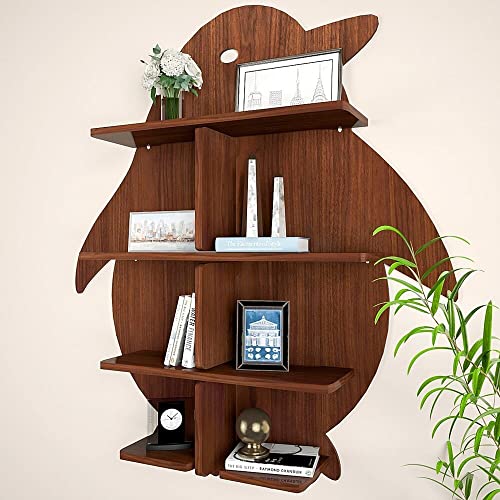 Tyagi-Export Penguin Shape Wood Wall Shelf/Book Shelf/Wall Storage Shelf Regular (28 inches x 32 inches) Handcrafted in India - for Living Room Bedroom Kitchen Bathroom Farmhouse