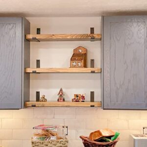 Rustic Shelves with J-Brackets Set of 2, Industrial Shelf, Kitchen Shelves, Solid Wood, Decorative Wall Storage, Heavy Duty, URBANDI (Brown, 24Wx10D)