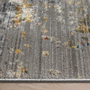 Well Woven Abstract Grey Multi Distressed Modern 5'2" x 7' Area Rug