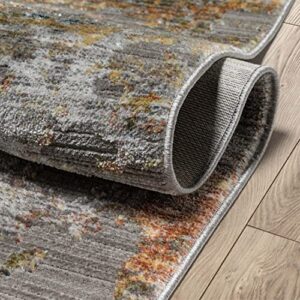 Well Woven Abstract Grey Multi Distressed Modern 5'2" x 7' Area Rug