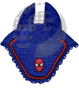 spider man horse ear bonnet fly veil crochet equestrian bonnet full/cob/pony (full)