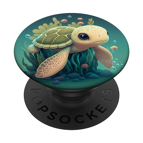 Cute Kawaii Sea Turtle in the Ocean PopSockets Standard PopGrip