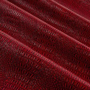 Alligator Fabric, Soft Textured Crocodile Vinyl Faux Leather, Gator Skin Embossed Upholstery DIY Craft and Clips Pleather Sheets – Individual 1 Yard Cut 36”x54” (Red/Black Print)