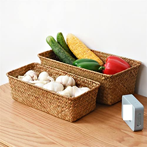 MJWDP Hand Woven Storage Basket Desktop Storage Box Grocery Storage Box Cosmetic Container Storage Box