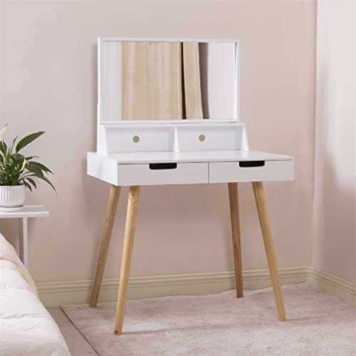 SDGH Wooden Dresser Makeup Table 2 Drawer Dresser White Dressing Table Bedroom Furniture