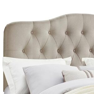 Rosevera Darax Linen Upholstered Headboard-Modern-Adjustable Height-Button Tufting,King,Linen Beige