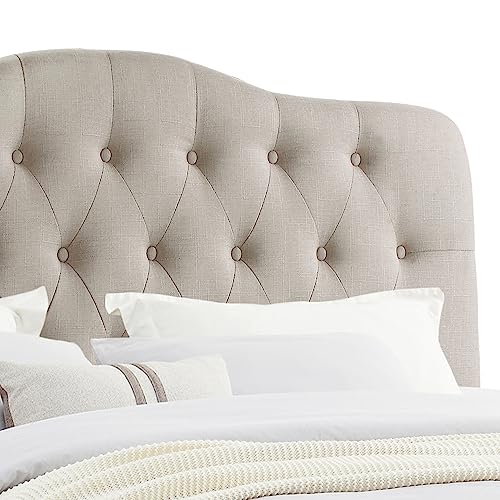 Rosevera Darax Linen Upholstered Headboard-Modern-Adjustable Height-Button Tufting,King,Linen Beige