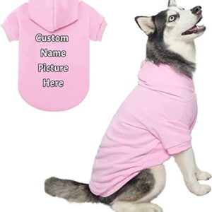 Custom Dog Hoodies with Name Photo Personalized Pet Warm Sweater Hoodies for Small Medium Dogs & Cat Puppy (Pink)