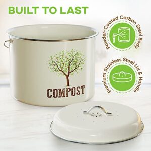 Third Rock - 1.0 Gallon Modern Kitchen Compost Bin - Beige - with 3 Years Supply of Charcoal Filter Replacements