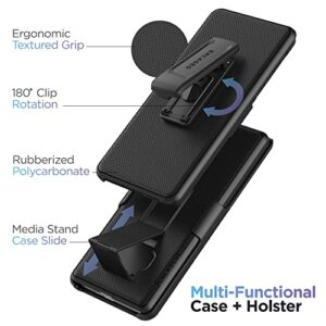 Encased DuraClip Designed for Samsung Galaxy S23 Plus Belt Clip Case with Phone Holster and Kickstand (Matte Black)