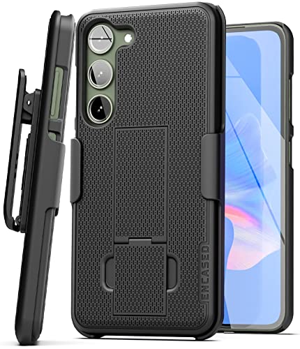 Encased DuraClip Designed for Samsung Galaxy S23 Plus Belt Clip Case with Phone Holster and Kickstand (Matte Black)