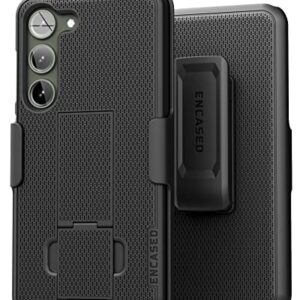 Encased DuraClip Designed for Samsung Galaxy S23 Plus Belt Clip Case with Phone Holster and Kickstand (Matte Black)