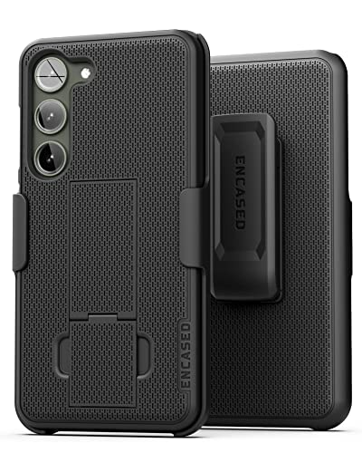 Encased DuraClip Designed for Samsung Galaxy S23 Plus Belt Clip Case with Phone Holster and Kickstand (Matte Black)