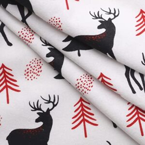 Mook Fabrics Flannel Snuggy PRT Deer/Tree, White