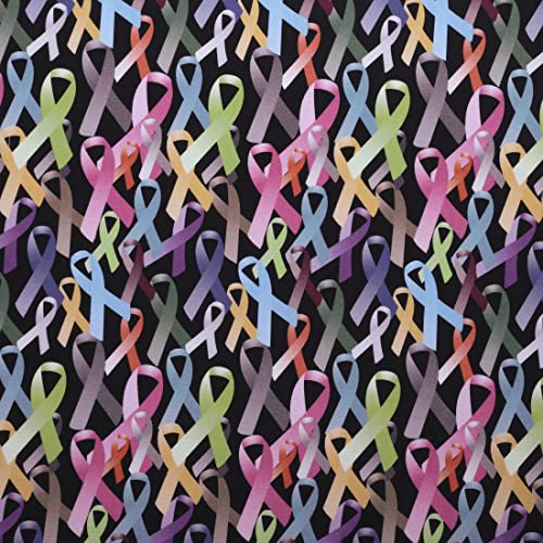 Mook Fabrics Cotton Cancer Awareness, Multi Cut by The Yard