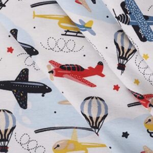 Mook Fabrics Flannel PRT Multi Airplanes, White