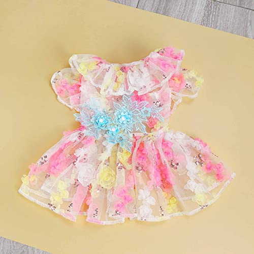 Girl Yorkie Clothes Cotton Dog Dress Spring and Summer Pet Clothes Spring Cute Pet Supplies Cotton Peach Dress