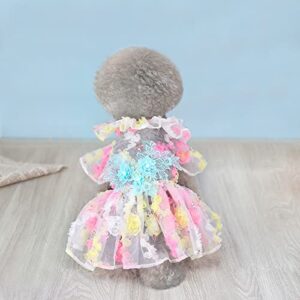 Girl Yorkie Clothes Cotton Dog Dress Spring and Summer Pet Clothes Spring Cute Pet Supplies Cotton Peach Dress