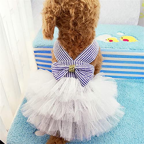 Sweaters for Cats Boy Princess Dog Striped Stripe Fashion Dress Bubble Mesh Dog Dress Dog Skirt Lace Puppy Pet Clothes