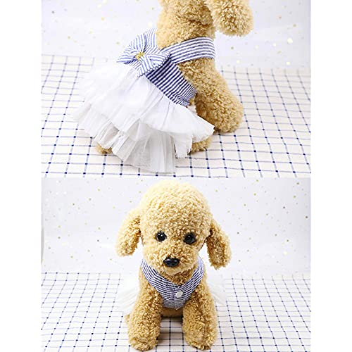 Sweaters for Cats Boy Princess Dog Striped Stripe Fashion Dress Bubble Mesh Dog Dress Dog Skirt Lace Puppy Pet Clothes