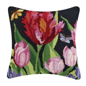 peking handicraft - tulip melody i hook pillow 18x18 - 30ser583c18sq