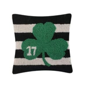 peking handicraft shamrock pillow 17, 10 inch height, 100% wool and poly velvet