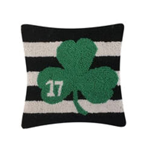 Peking Handicraft Shamrock Pillow 17, 10 inch Height, 100% Wool and Poly Velvet