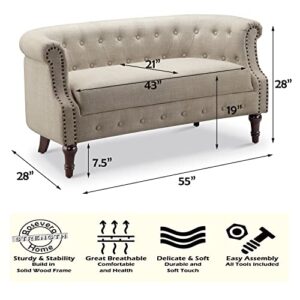 Rosevera Chancy Reading Small Armchair Arm Living Set Accent Club Room Barrel Chairs Bedroom Loveseat, Standard, Natural Sofa