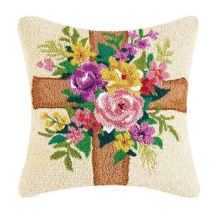 peking handicraft - easter cross hook pillow 18x18 - 30sjm10626c18sq