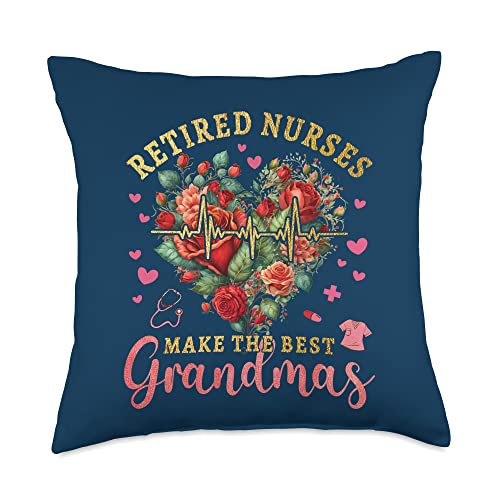 Funny Retired Nurse RN NP CNA LPN Retirement Party Make The Best Grandmas Nurse Retirement Gold Throw Pillow, 18x18, Multicolor