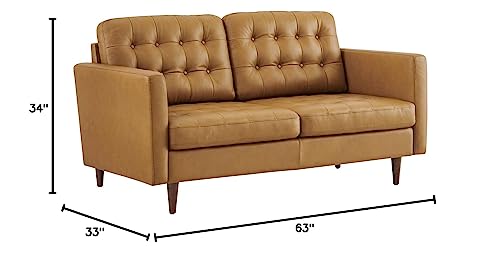 Modway Exalt Tufted Vegan Leather Loveseat, Tan