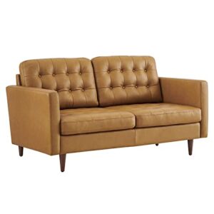 modway exalt tufted vegan leather loveseat, tan